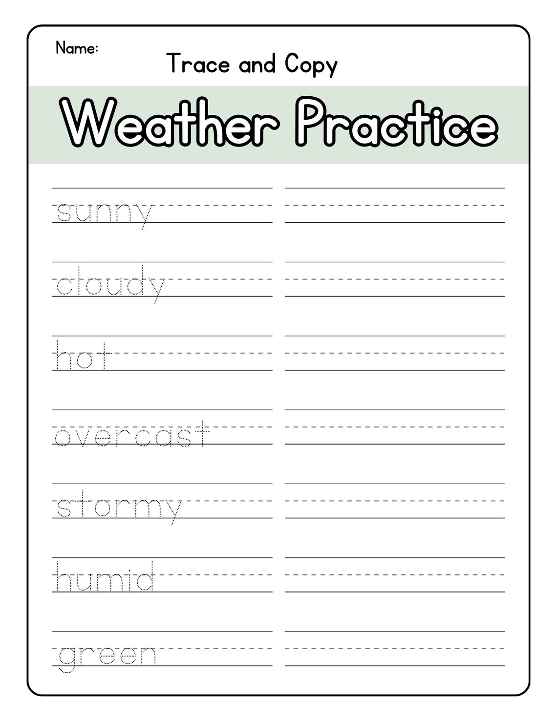 35 Printable Trace and Write Worksheets, for Kindergarden to Early ...