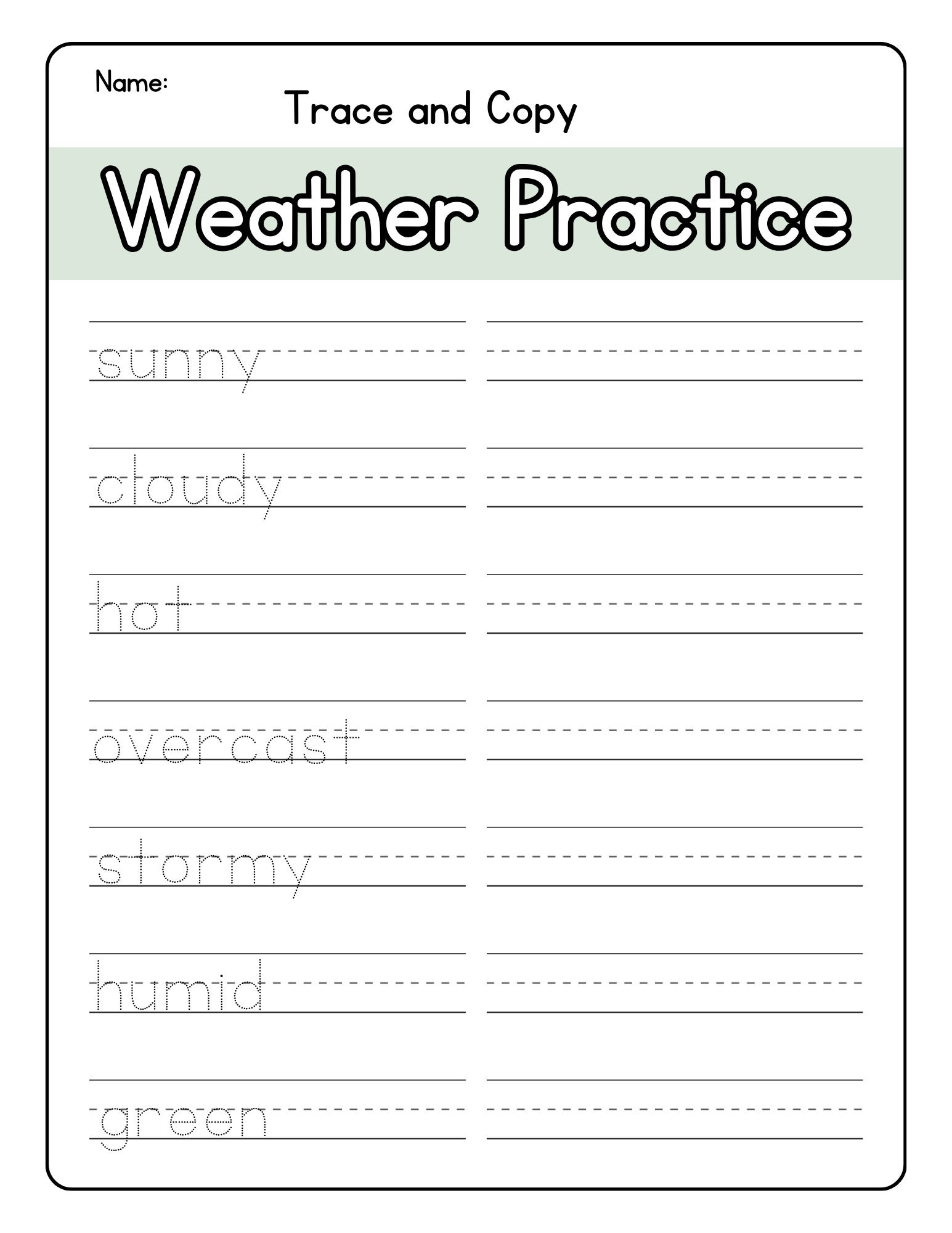 35 Printable Trace and Write Worksheets, for Kindergarden to Early ...