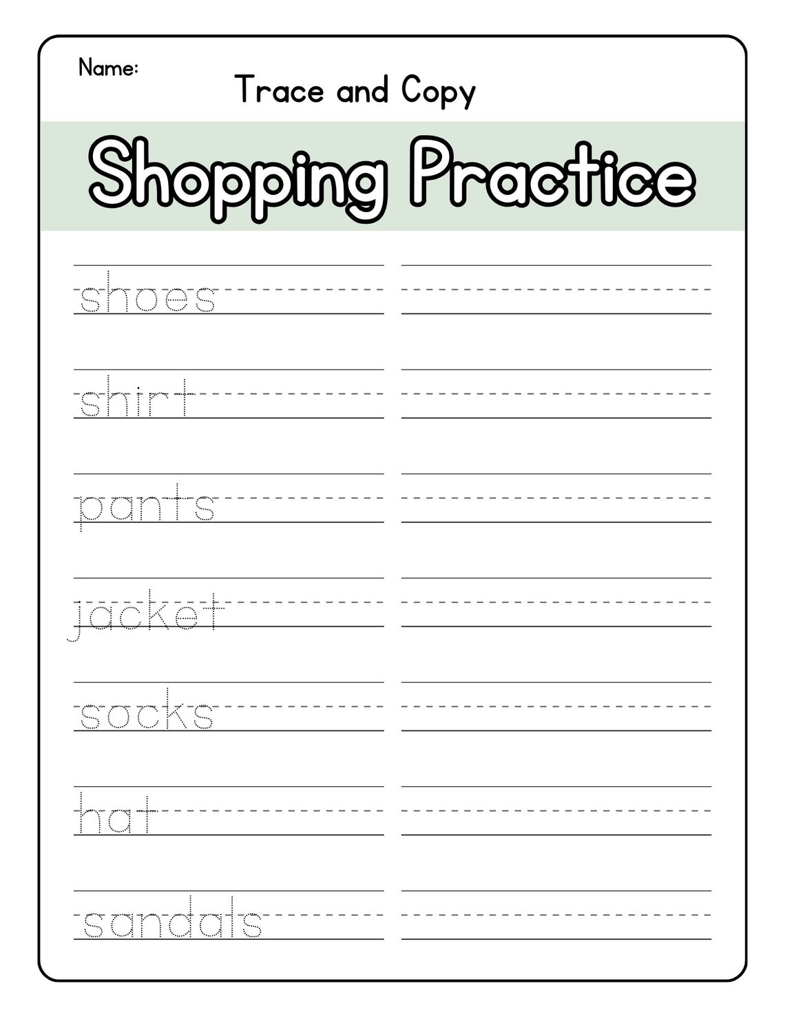 35 Printable Trace and Write Worksheets, for Kindergarden to Early ...