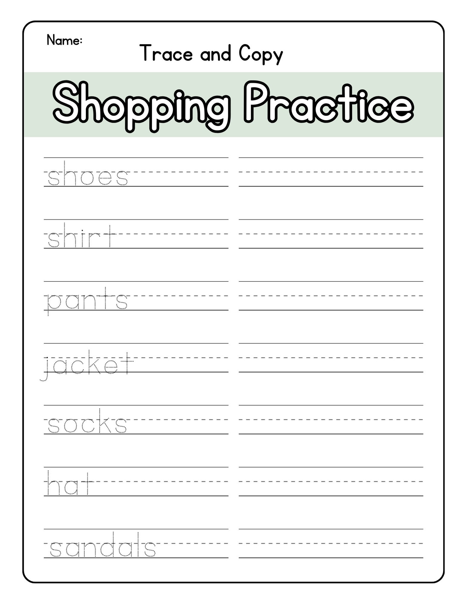 35 Printable Trace and Write Worksheets, for Kindergarden to Early ...