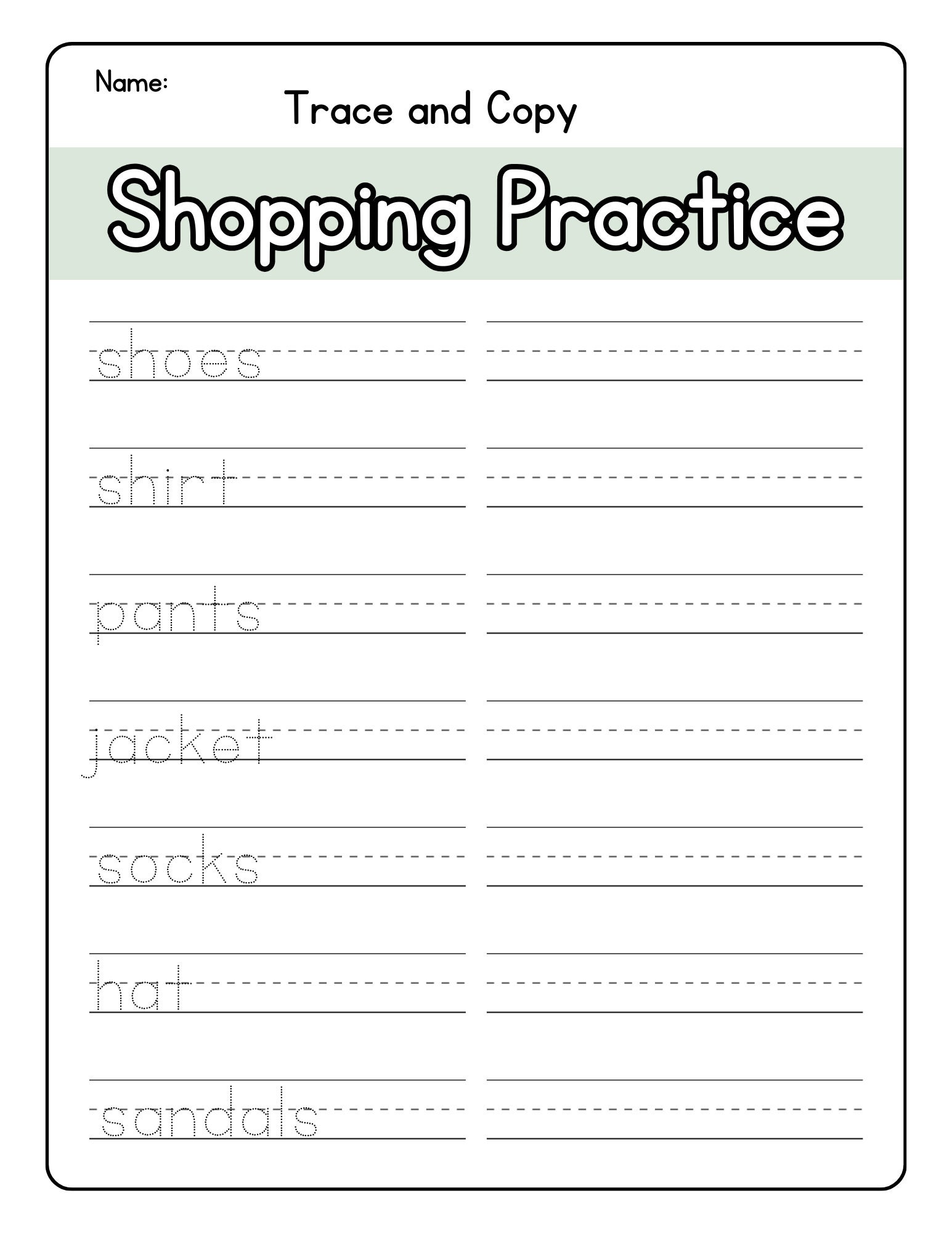 35 Printable Trace and Write Worksheets, for Kindergarden to Early ...