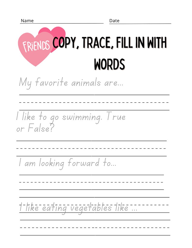 35 Printable Trace and Write Worksheets, for Kindergarden to Early ...