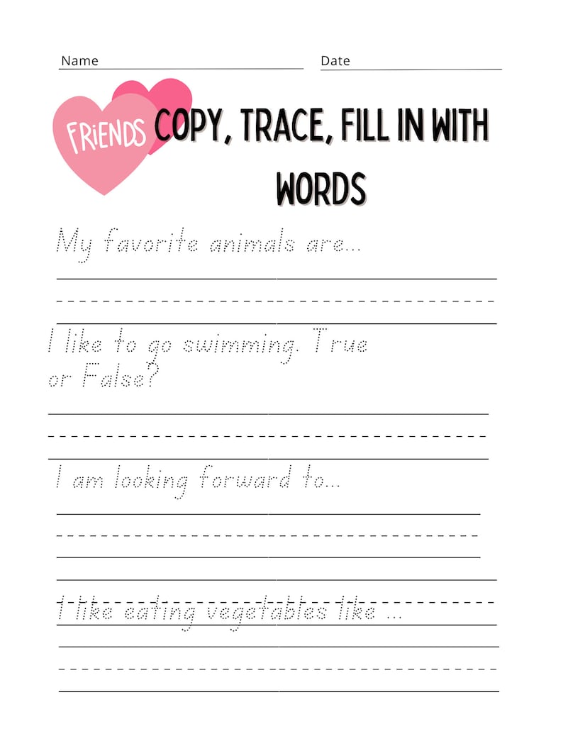 26 Pages Copy and Trace Worksheets, Easy Download, Practice Worksheets ...