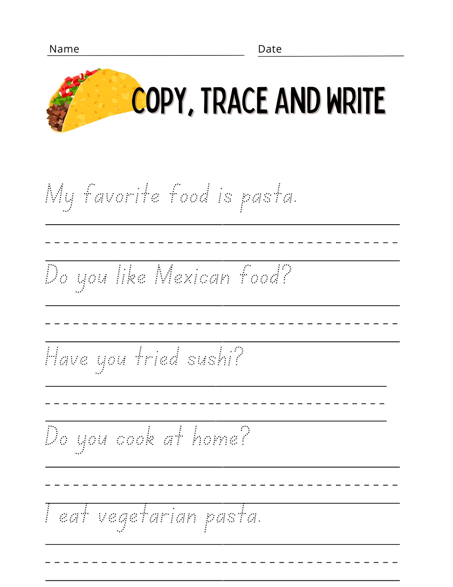 35 Printable Trace and Write Worksheets, for Kindergarden to Early ...