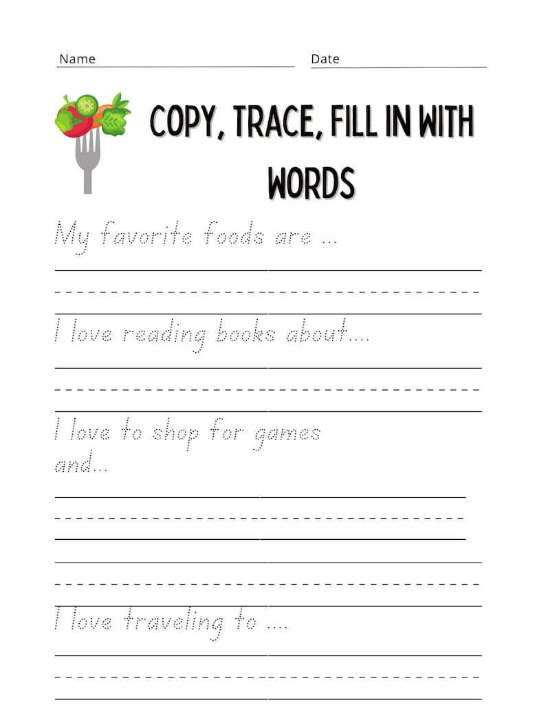 35 Printable Trace and Write Worksheets, for Kindergarden to Early ...