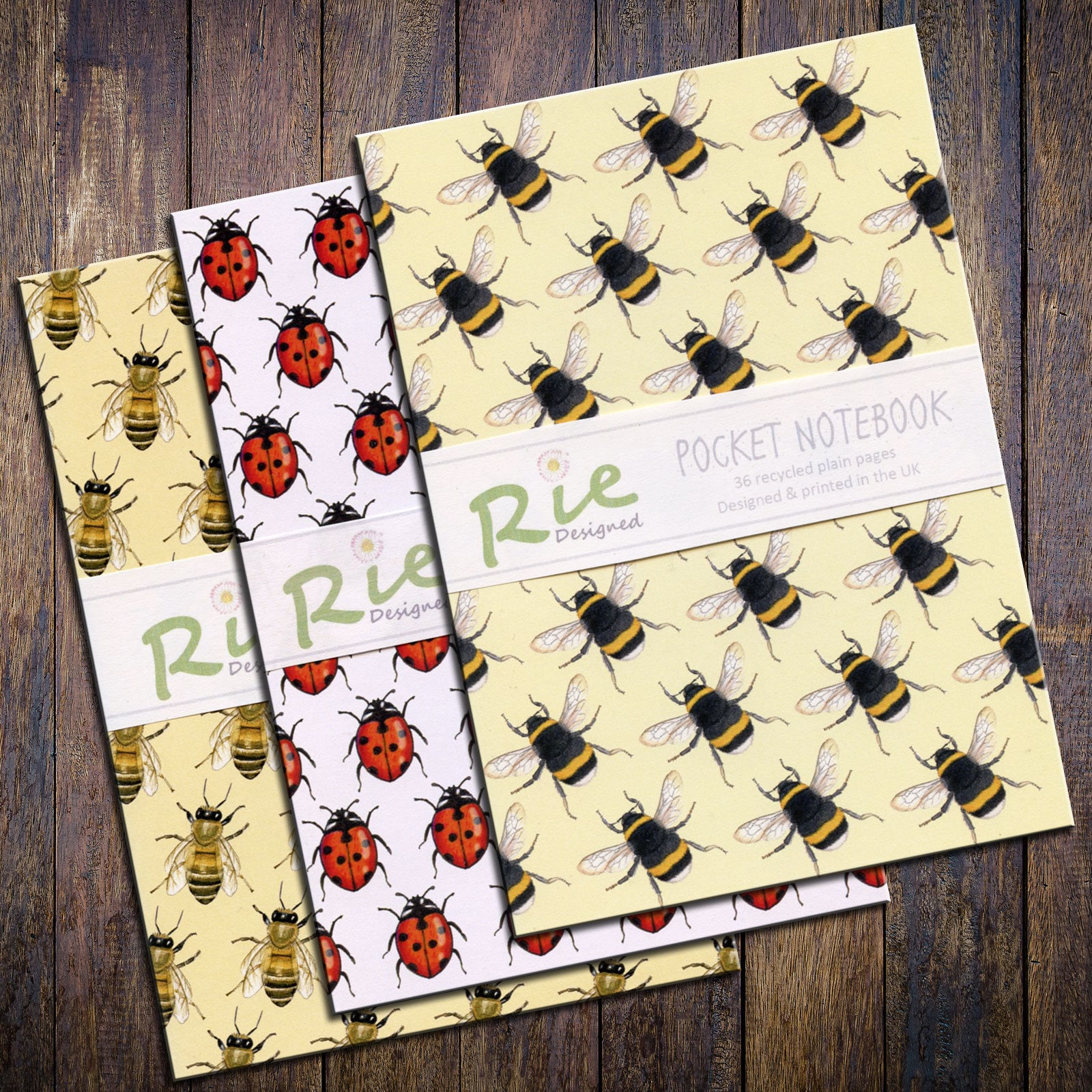 Honey Bees Notebook A6 Recycled Plain Paper Journal Jotter Notebook ...