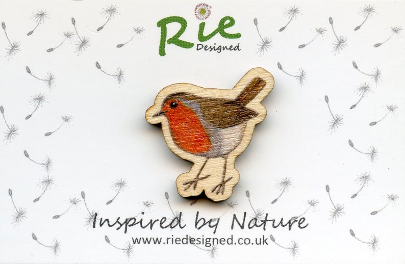 Robin Brooch Wooden Garden Bird Wood Pin Badge Robin | Etsy