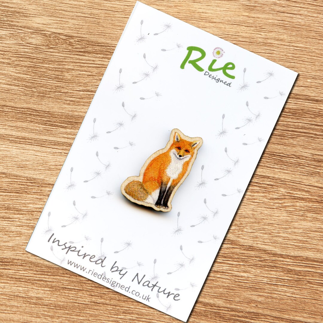 Fox Brooch, Wooden Standing Red Fox Badge, Woodland Animal Pin Hat ...