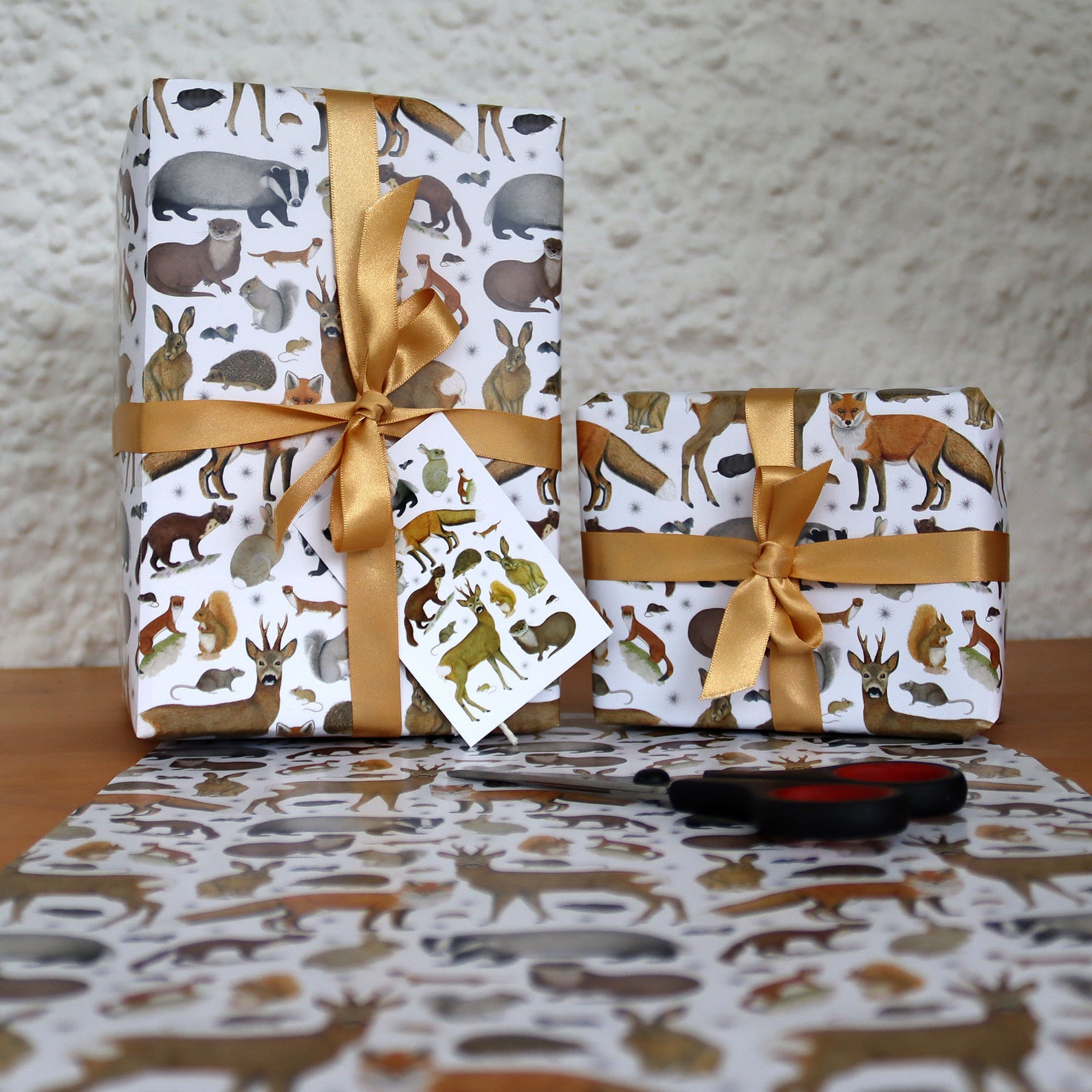Wild Animal Wrapping Paper British Woodland Mammals Gift Wrap + Tags ...