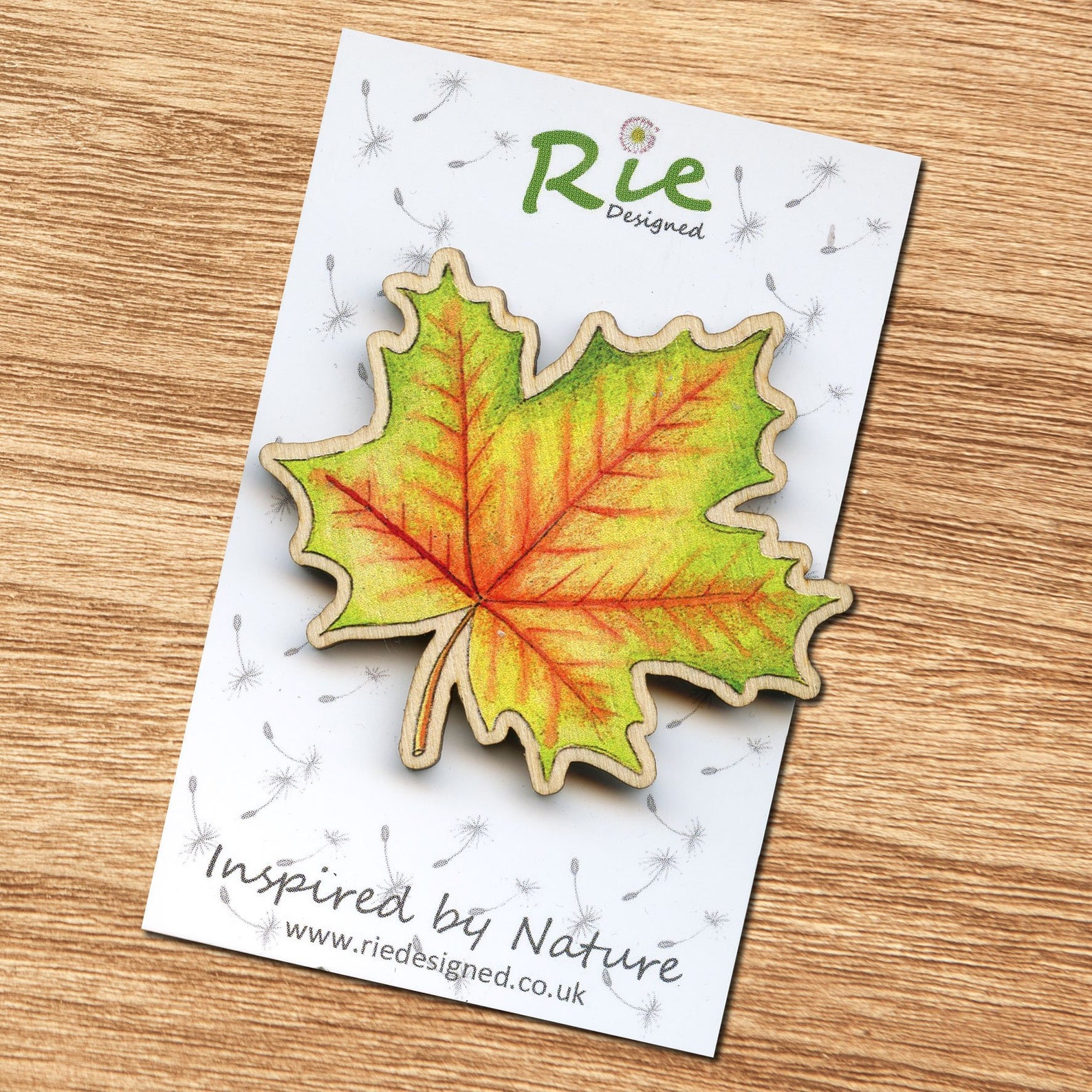 Large Wooden Maple Leaf Brooch Badge Hat Badge Wood Nature | Etsy