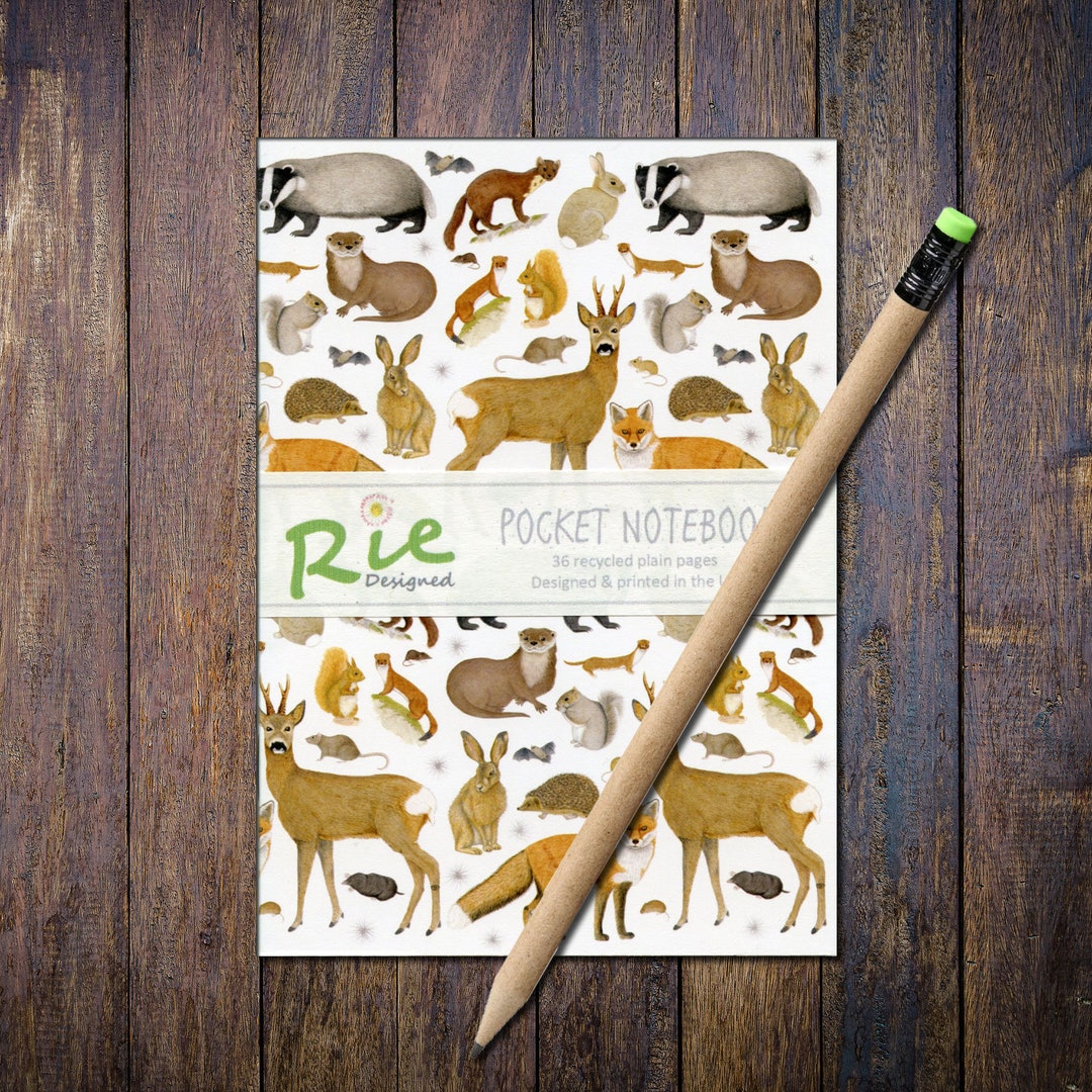 Wild Animals Notebook A6 Recycled Plain Paper Journal Jotter Notebook ...