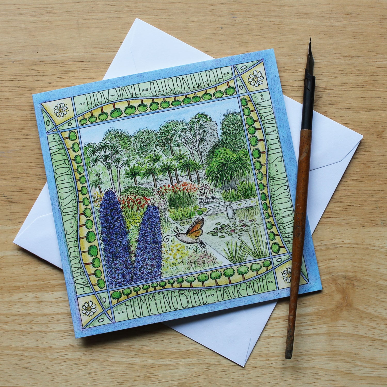 Hummingbird Hawk-moth Card Logan Botanic Gardens Blank Square - Etsy