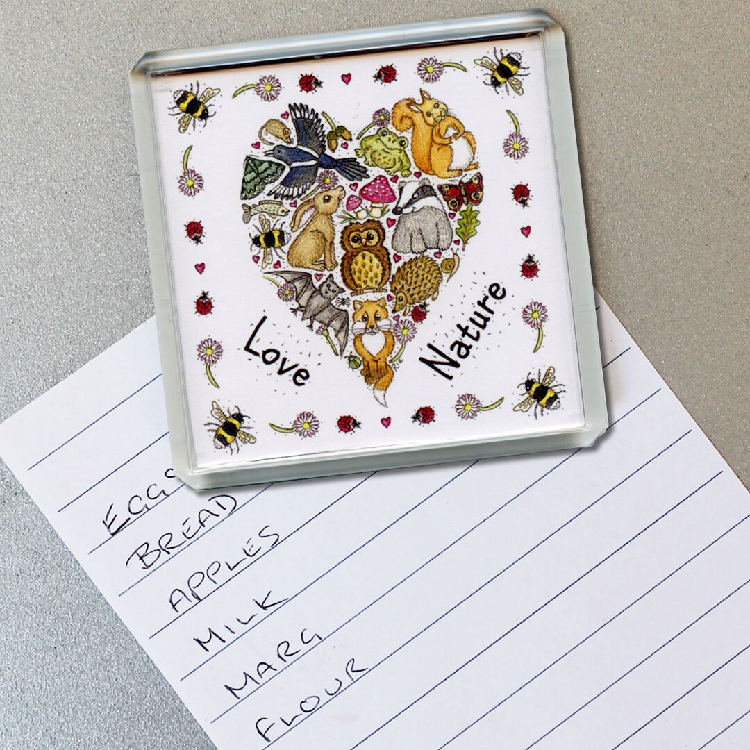Love Nature Magnet, Large Square Woodland Animal Fridge Magnet With ...
