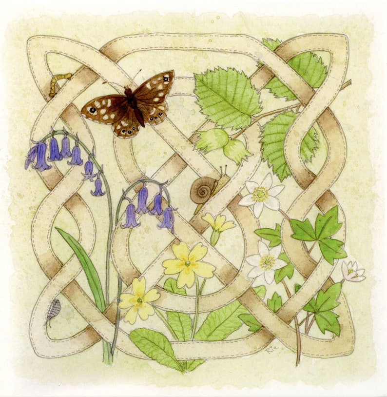 Celtic Knot Card Celtic Flora Woodland Wild Flowers With - Etsy