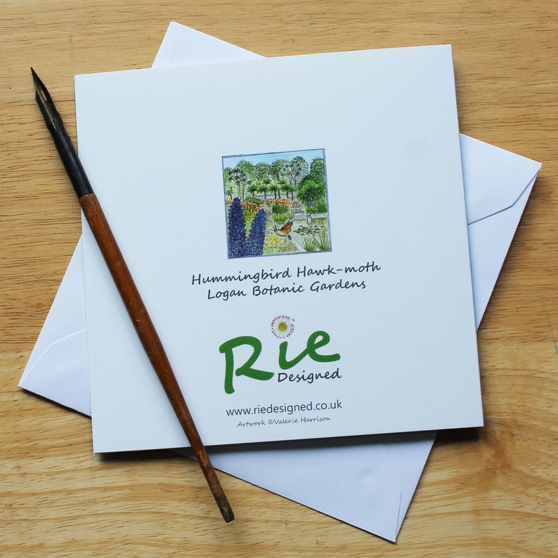 Hummingbird Hawk-moth Card Logan Botanic Gardens Blank Square | Etsy