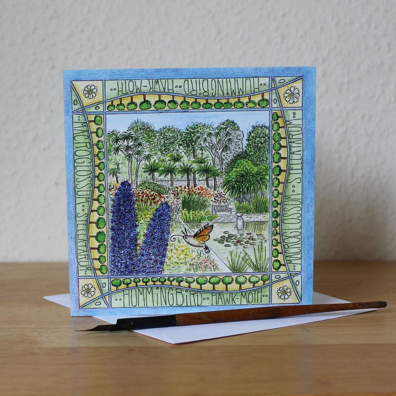Hummingbird Hawk-moth Card Logan Botanic Gardens Blank Square | Etsy