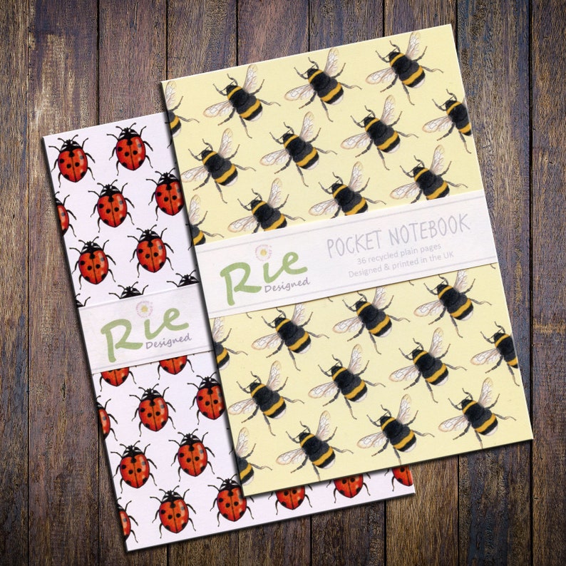 Honey Bees Notebook A6 Recycled Plain Paper Journal Jotter | Etsy UK