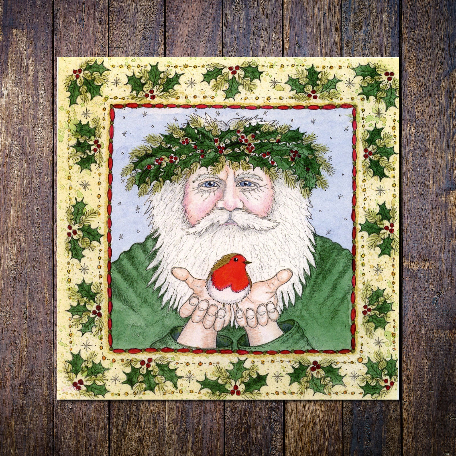 Yule Man Christmas Card Robin Winter Solstice Pagan - Etsy UK