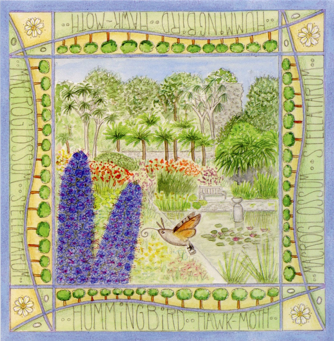 Hummingbird Hawk-moth Card Logan Botanic Gardens Blank Square - Etsy UK