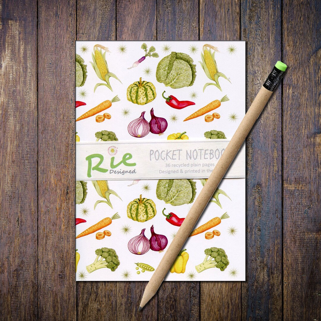 Vegetable Notebook A6 Recycled Plain Paper Jotter Notebook Sketch Food ...