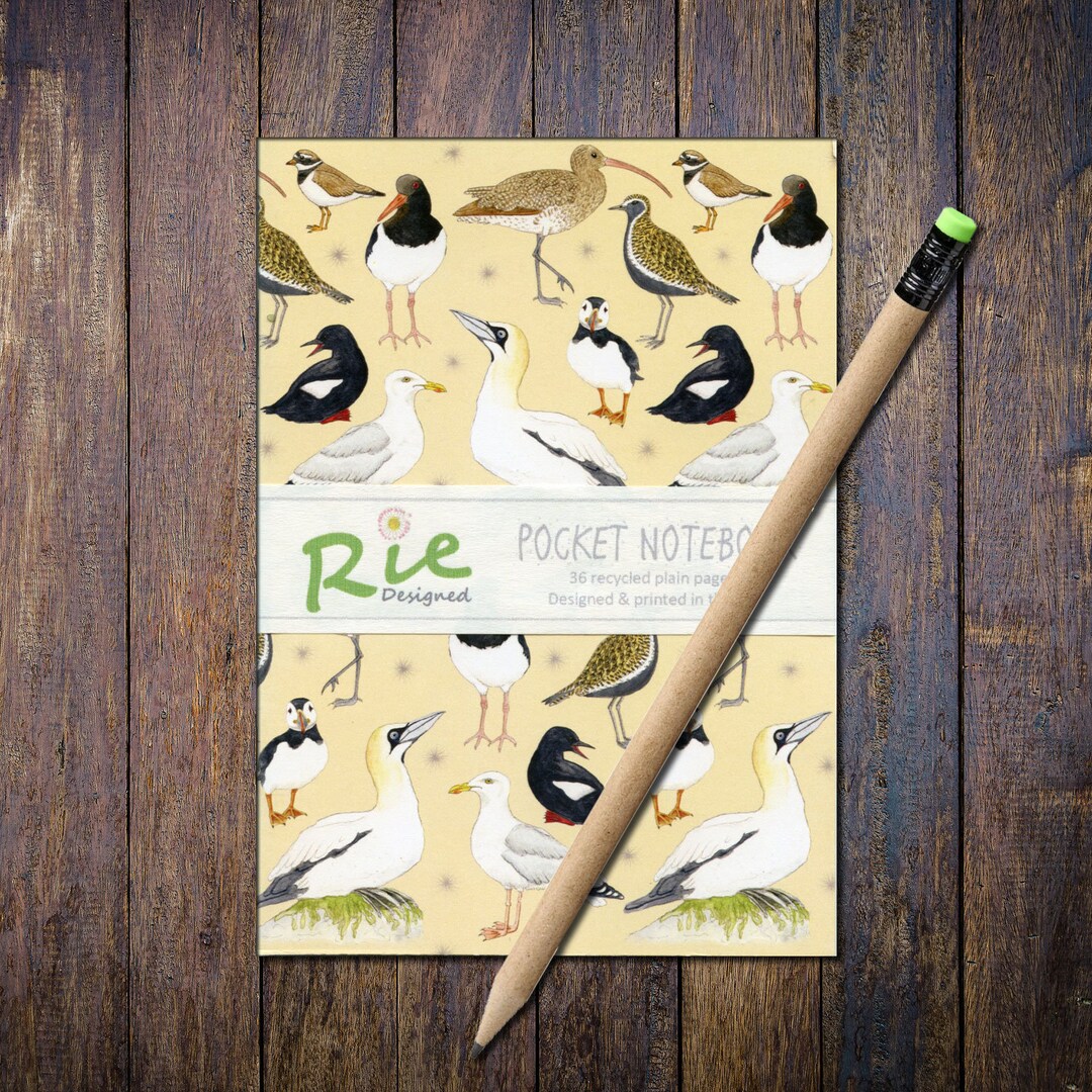 Seabirds Notebook A6 Recycled Plain Paper Journal Jotter Notebook ...