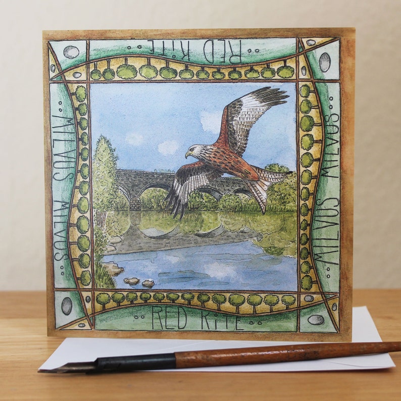 Red Kite Card, Blank Square Greetings Card Featuring Bird of Prey at ...