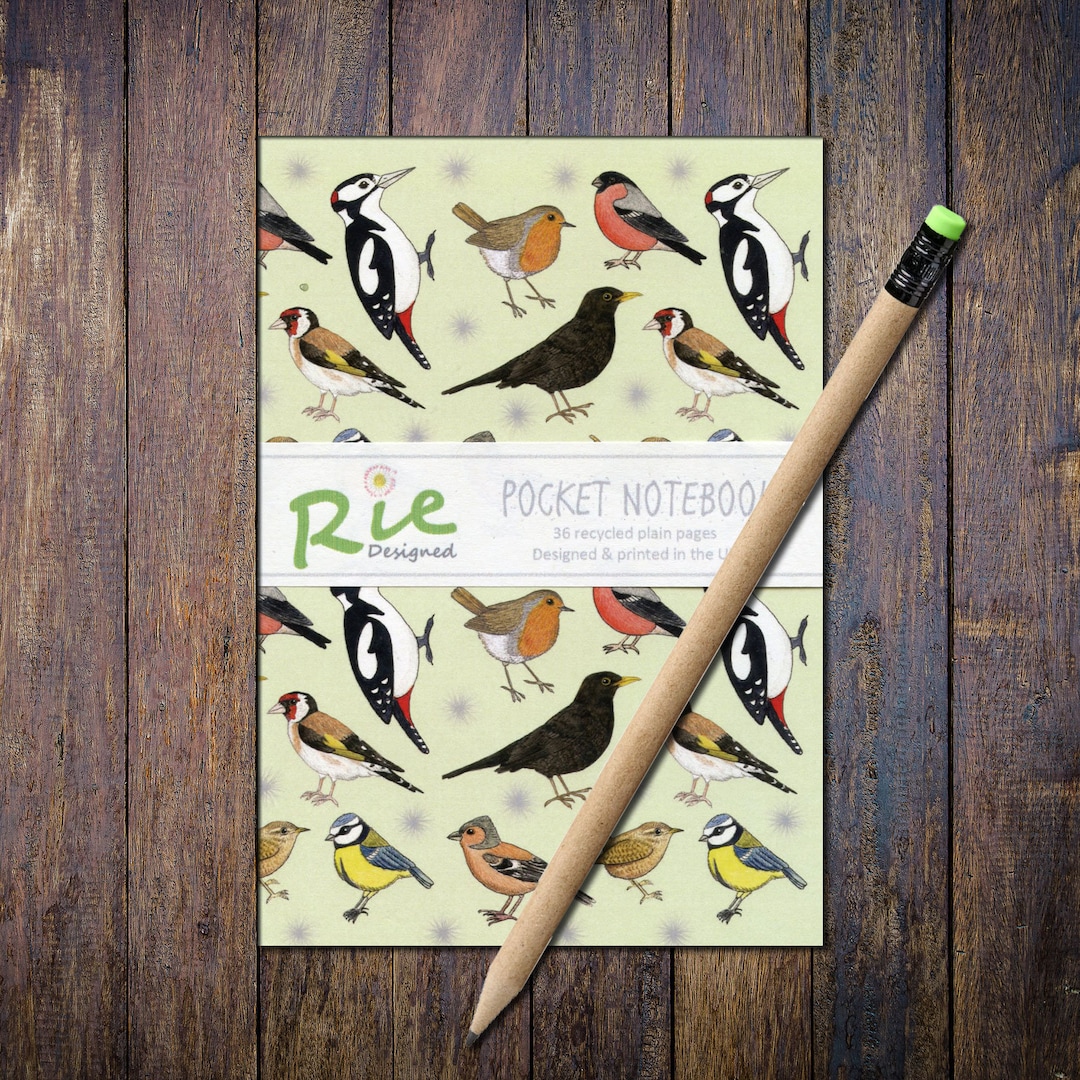 Garden Bird Notebook A6 Recycled Plain Paper Journal Jotter Notebook ...