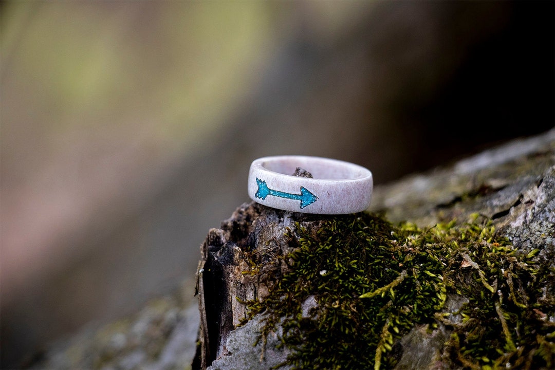 Handmade Antler Ring: Turquoise Arrow Inlay, Whitetail Deer Antler - Etsy