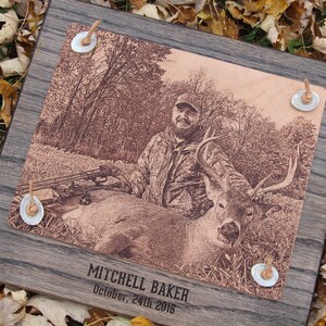 Hunting Plaque - Engraved Leather Photo - First Buck Plaque - Etsy