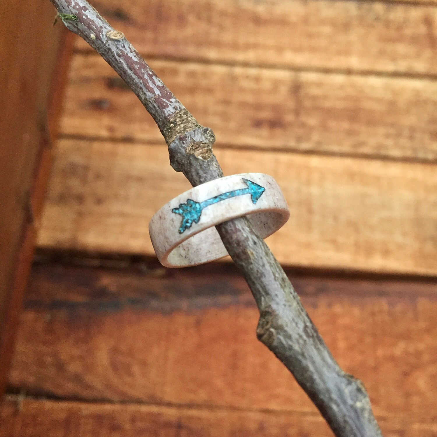 Handmade Antler Ring: Turquoise Arrow Inlay, Whitetail Deer Antler - Etsy