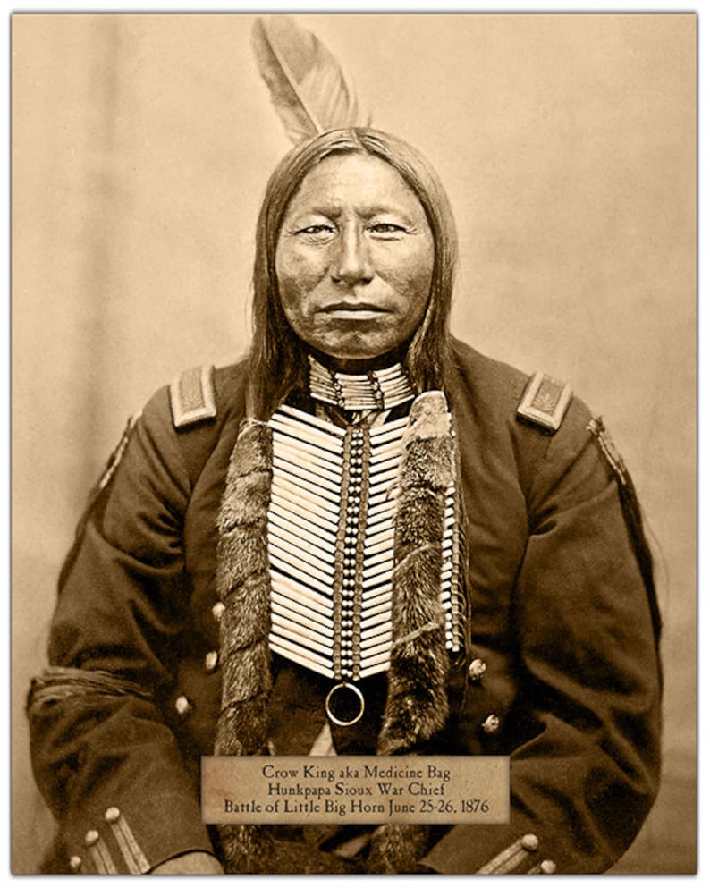 CROW KING Victorious Chief at Little Big Horn Unique Photo Restoration ...