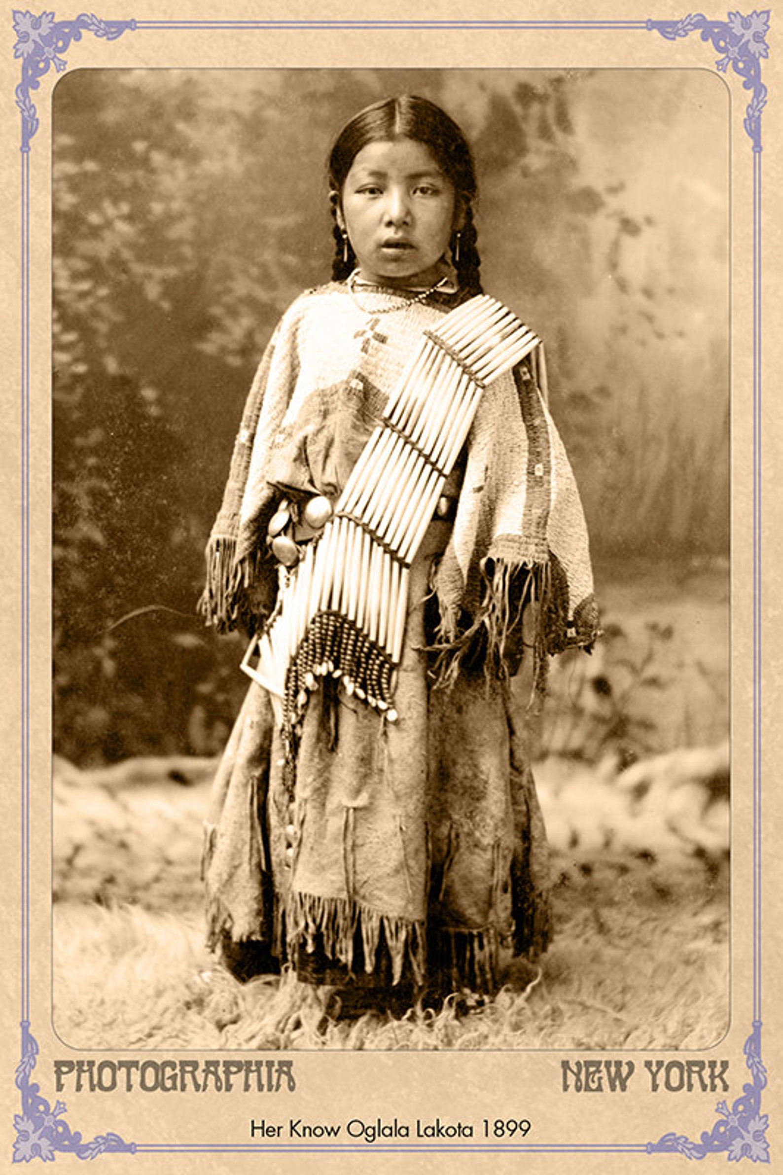 HER KNOW Oglala Lakota 1899 Cabinet Card Photograph Reprint Vintage CDV ...