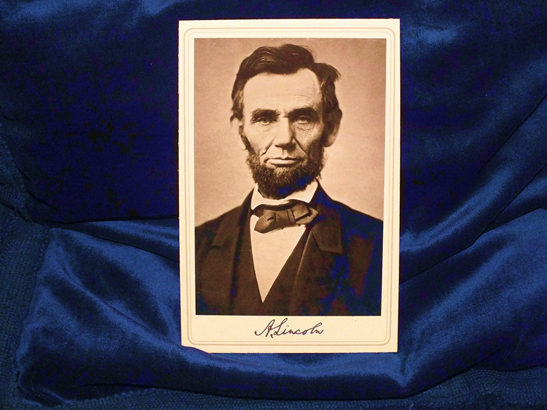 ABRAHAM LINCOLN Cabinet Card Photograph Handmade Historical ...
