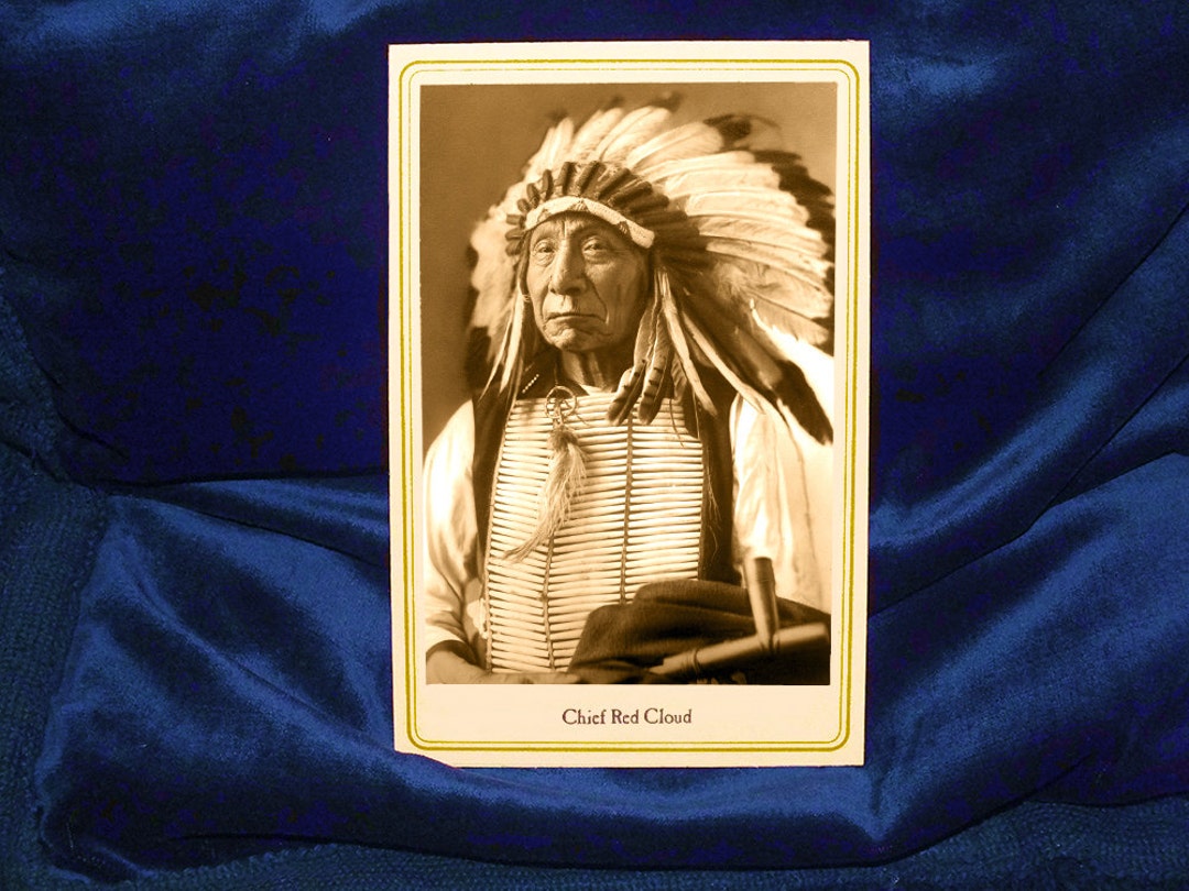 RED CLOUD Native American Cabinet Card Photograph Vintage Reproduction ...