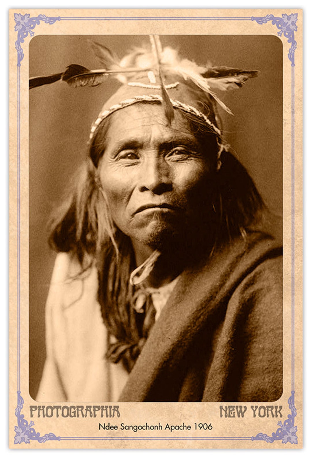 Ndee Sangochonh Apache 1906 by Edward S. Curtis Cabinet Card Photograph ...