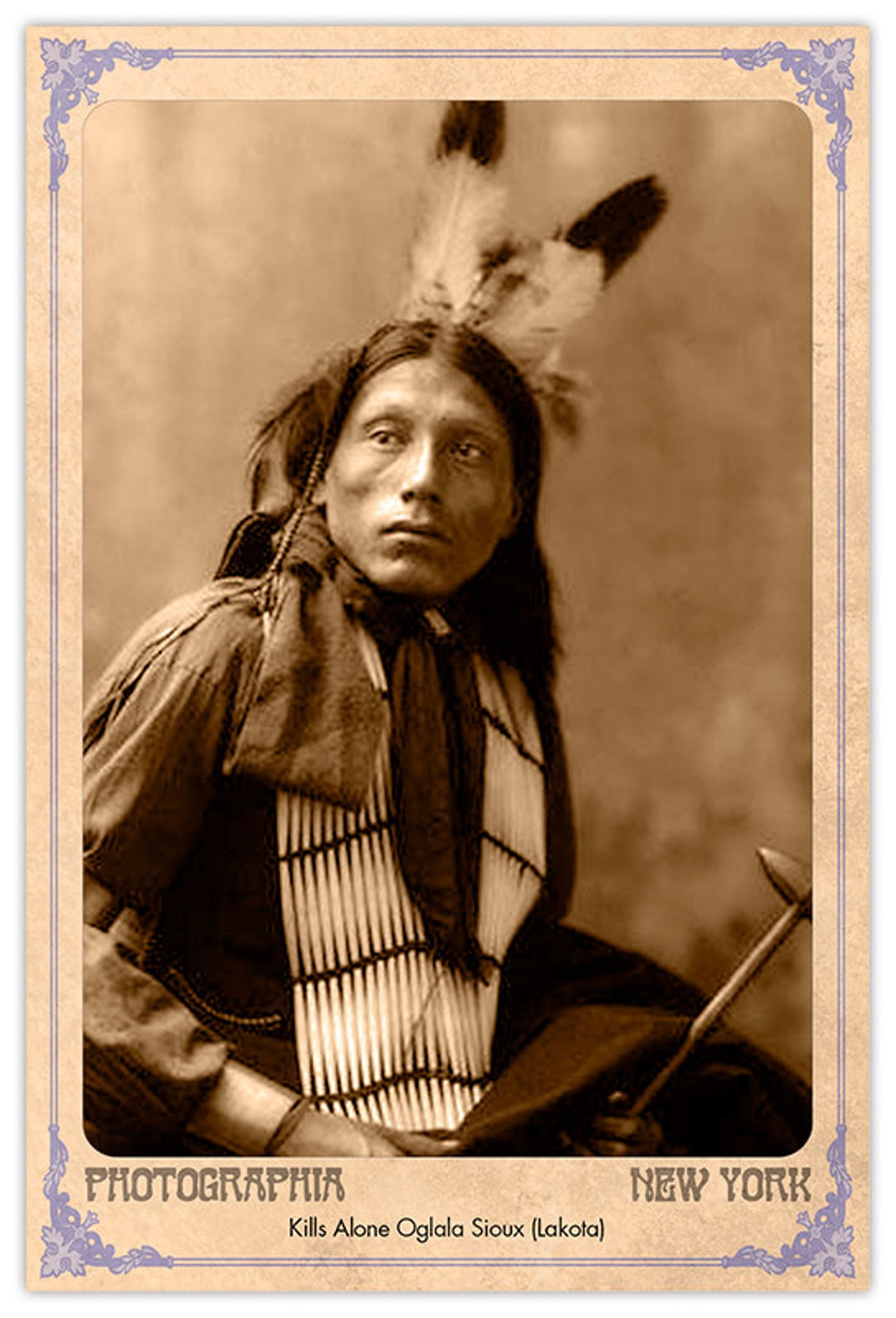 Kills Alone Oglala Lakota Cabinet Card Photograph Reprint Vintage CDV ...