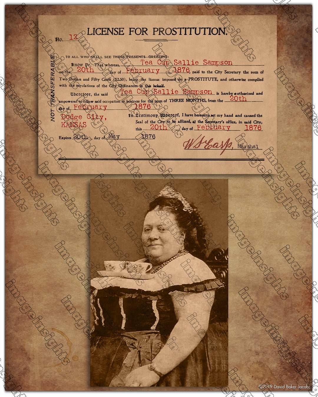 TEA CUP SALLIE Old West "waitress" Photo Restoration Display 8" X 10 ...