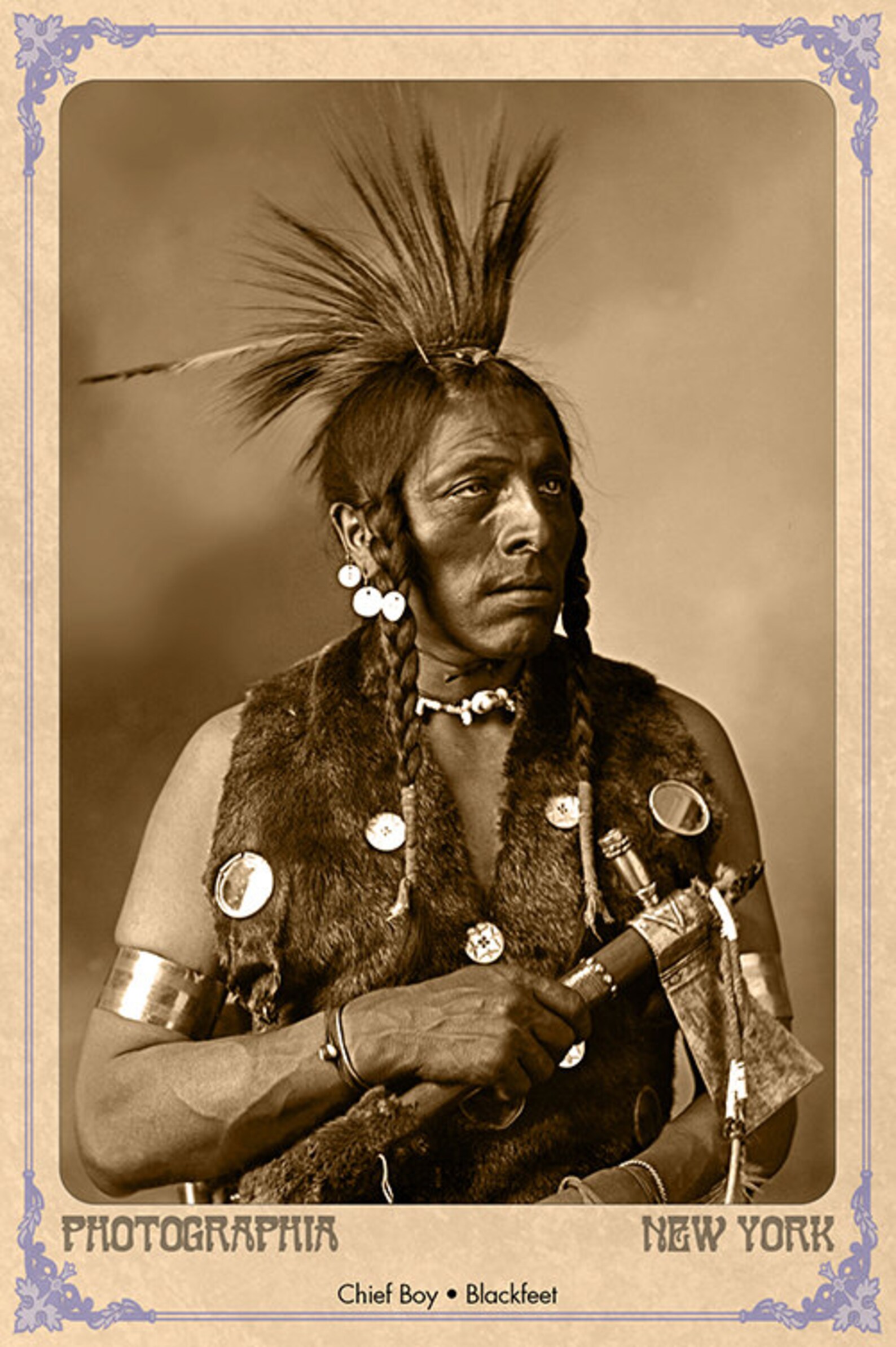 Chief Boy Blackfeet Cabinet Card Photograph Reprint Vintage CDV - Etsy