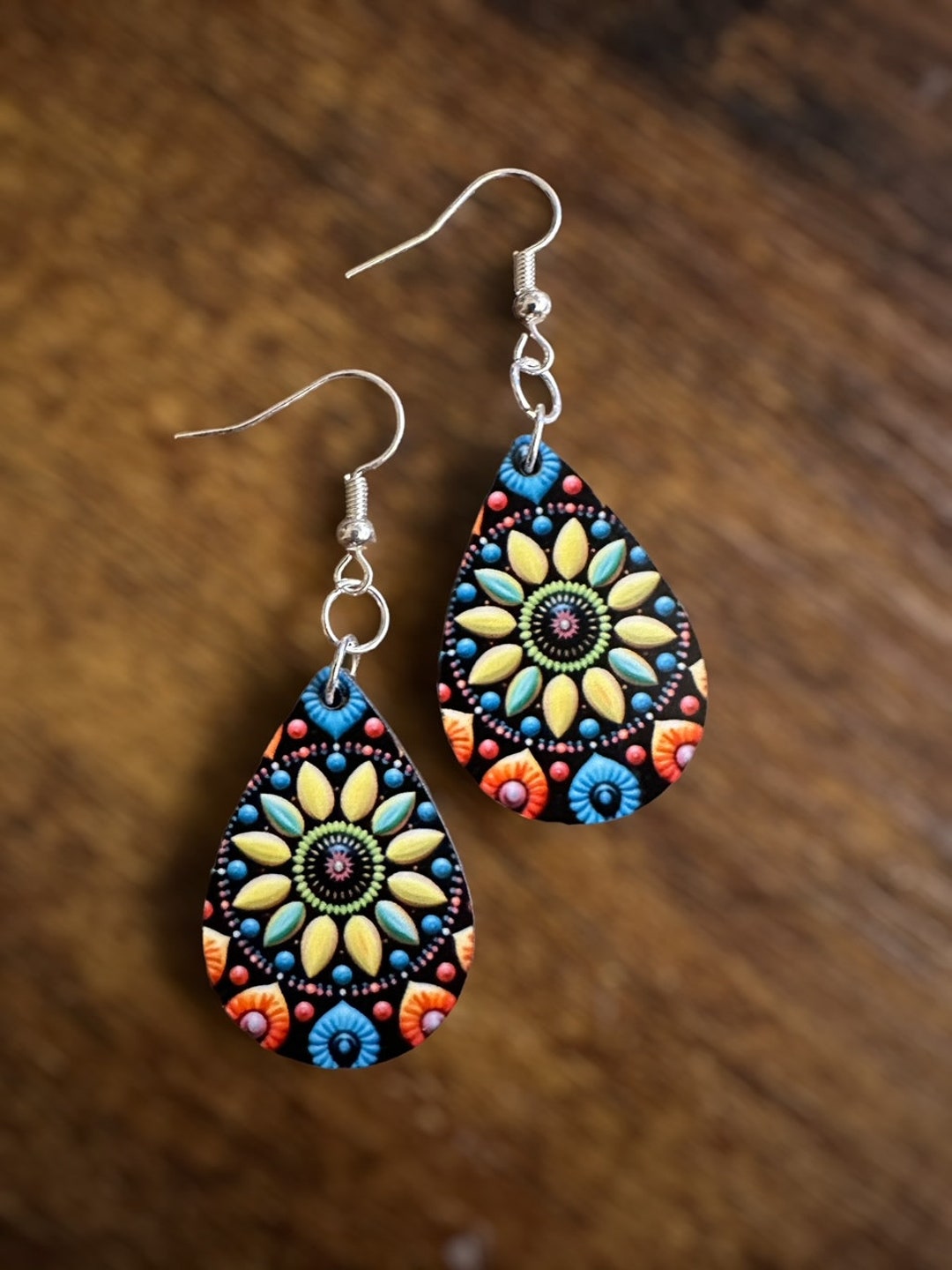 Yellow Mandala Earrings, Mandala Earrings, Earrings With Mandalas ...