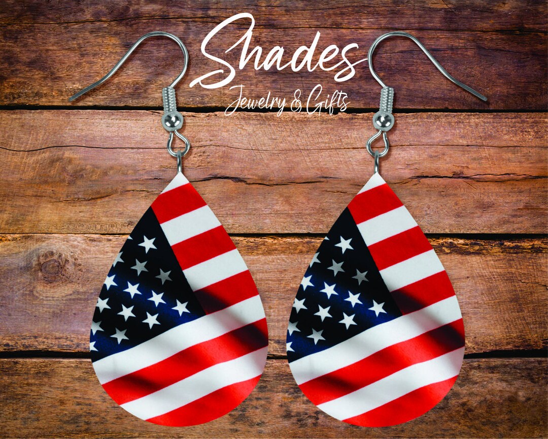 American Flag Teardrop Earrings - Etsy