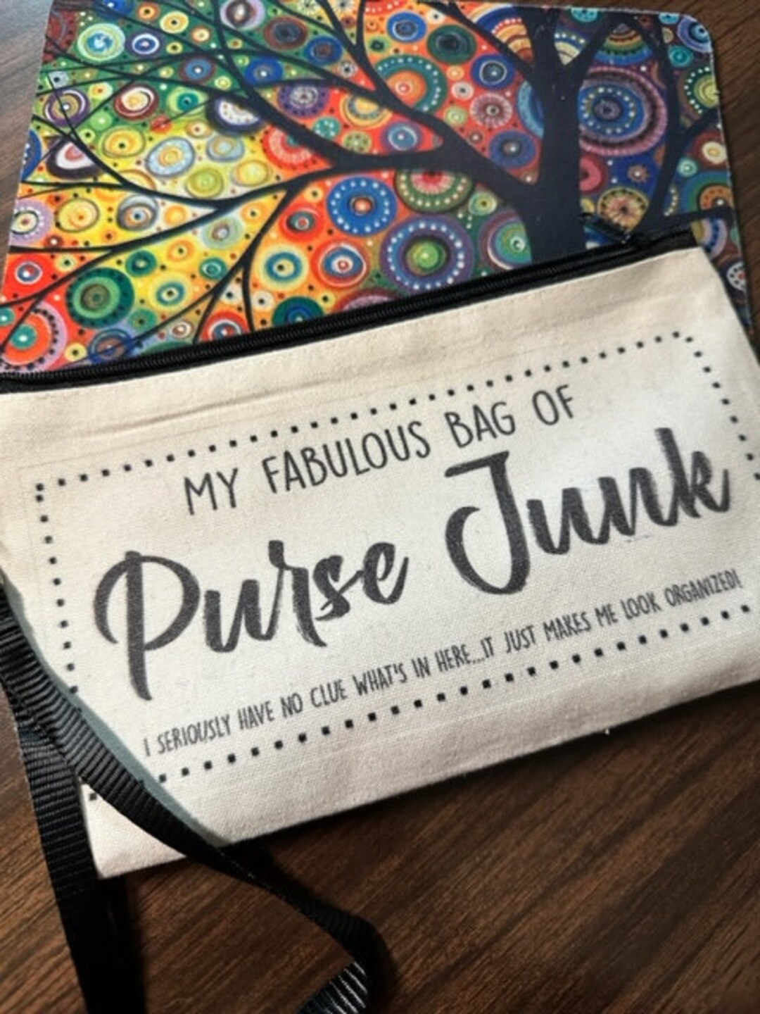 Purse Junk Linen Zippered Pouch/wristlet - Etsy