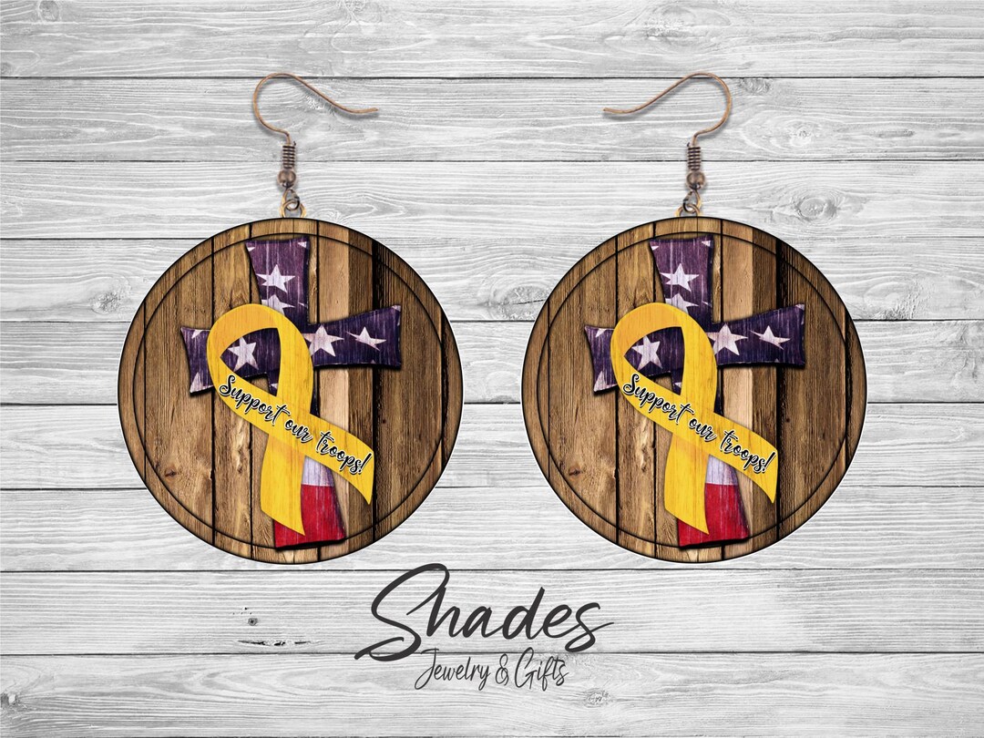 Support Our Troops Earrings, Flag Earrings, Flag Cross Earrings ...