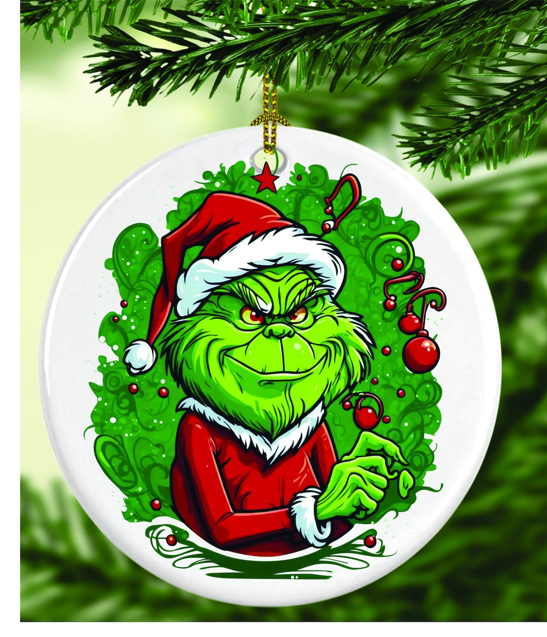Mean Grinch Face Ornament, Grinch Ornaments, Grinch Gifts, Christmas ...