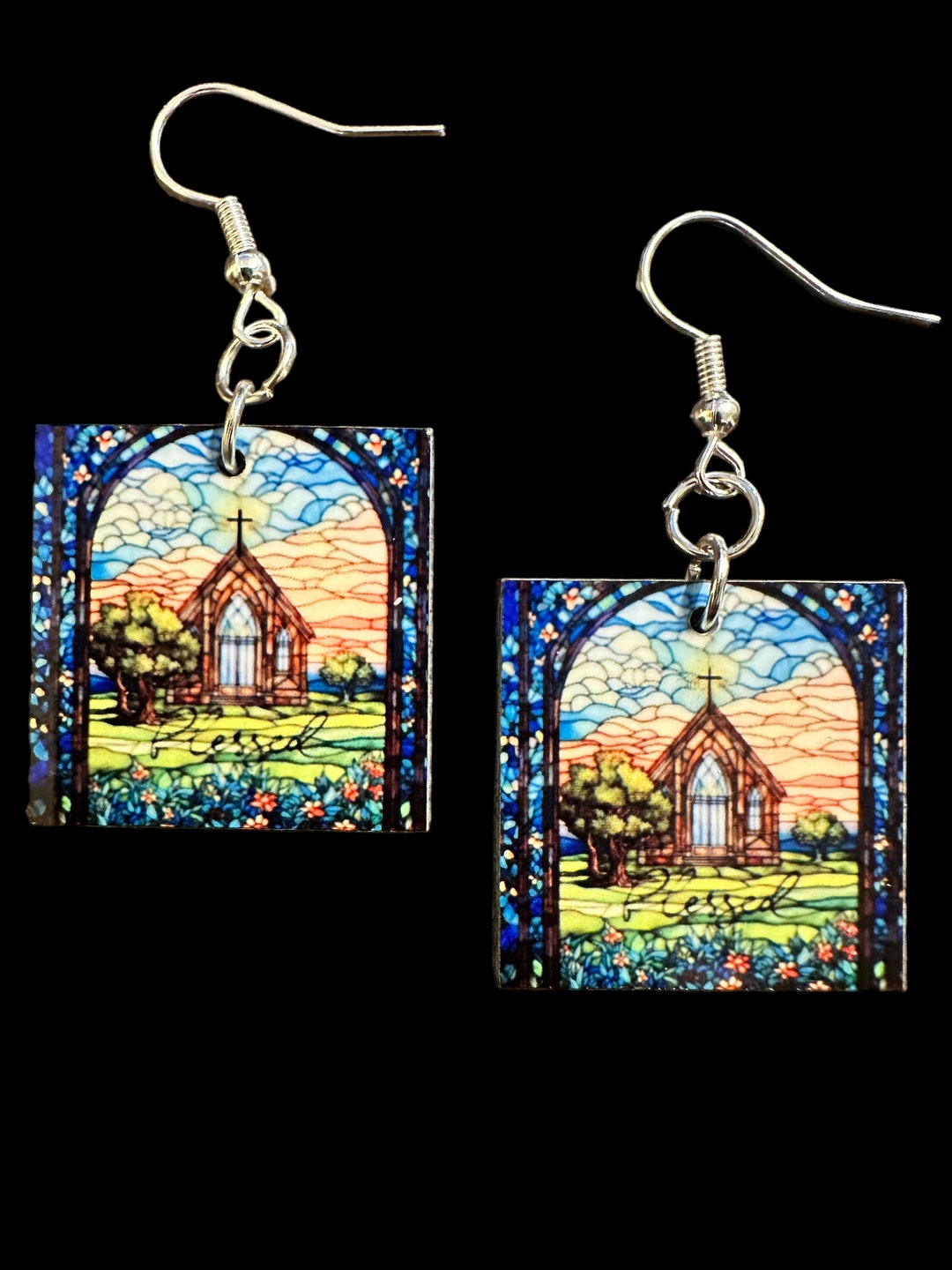 Stained Glass Church Earrings, Religious Earrings, Blessed Earrings ...
