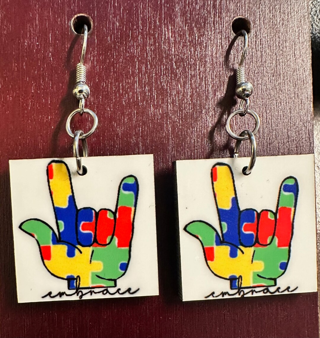 Autism Awareness Earrings, Sign Language Jewelry - Etsy