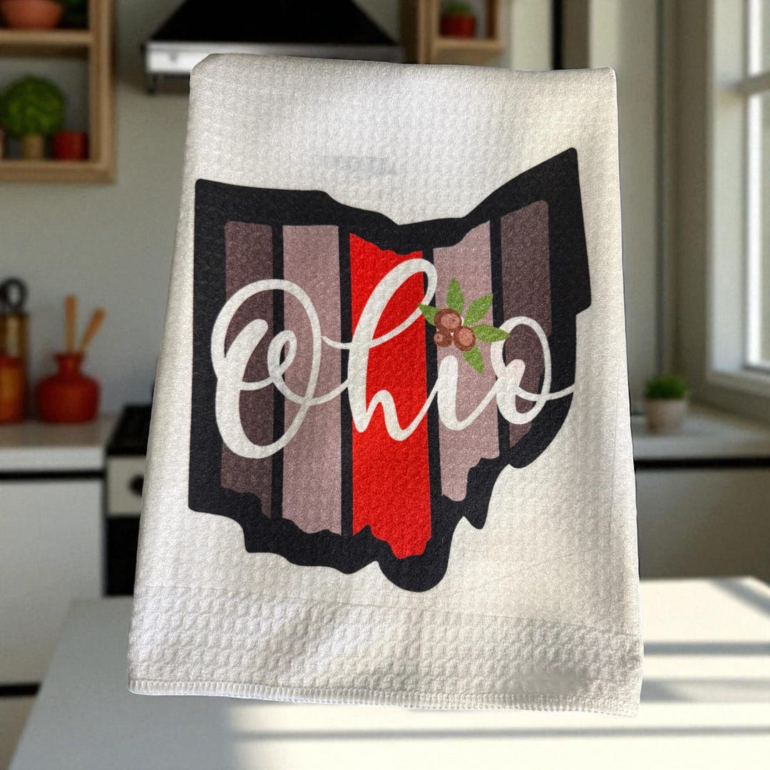 Ohio State Buckeye Tea Towel, Scarlet and Grey Kitchen Decor - Etsy