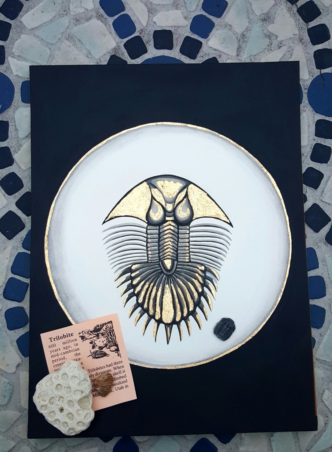 Original Trilobite Fossil Painting in Acrylic, Watercolor, and Gold ...