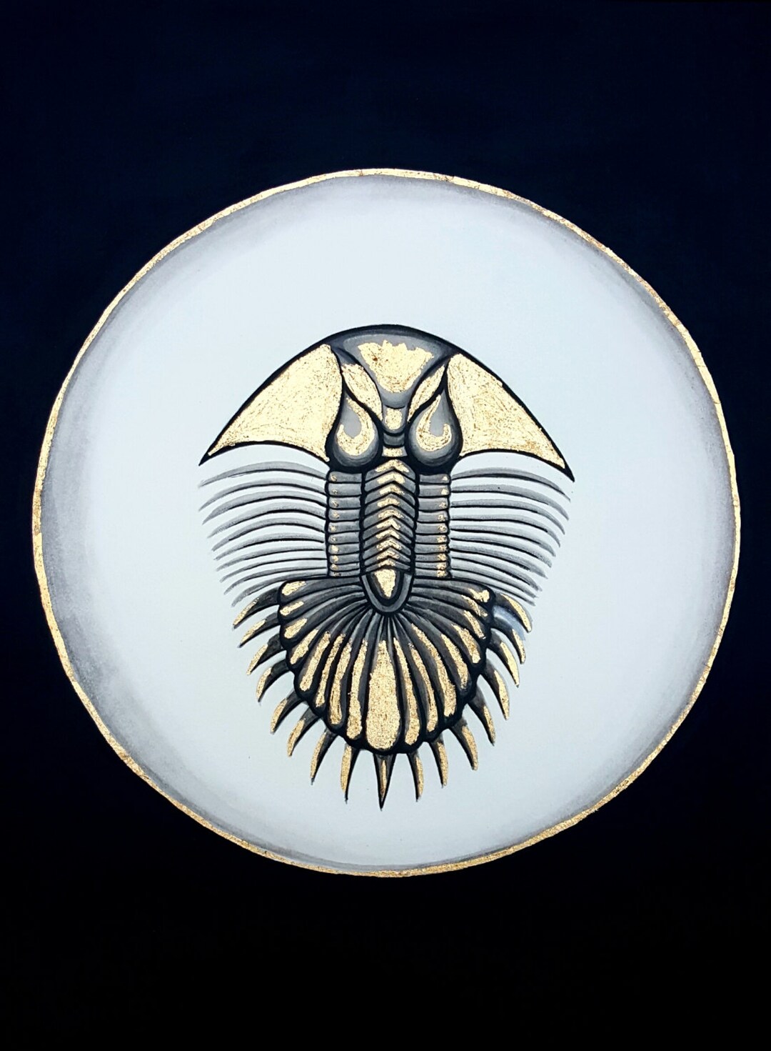 Original Trilobite Fossil Painting in Acrylic, Watercolor, and Gold ...