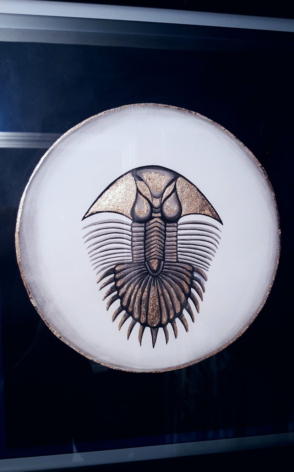Original Trilobite Fossil Painting in Acrylic, Watercolor, and Gold ...
