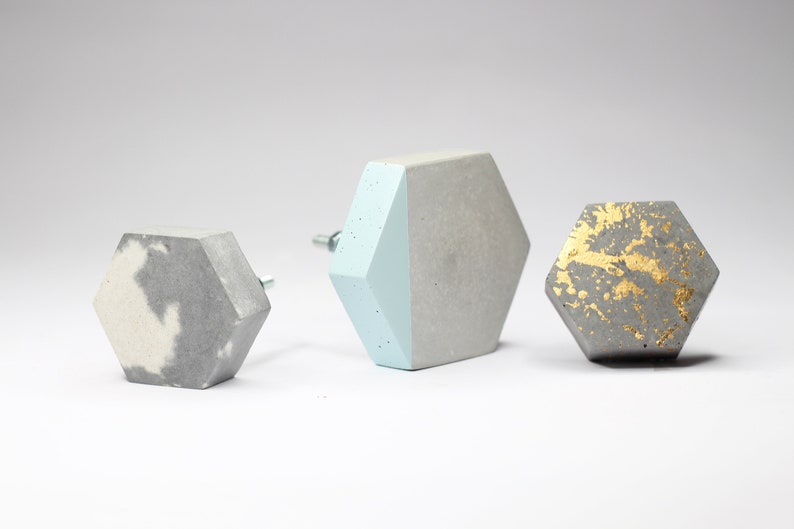 3 Sizes | Hexagon Concrete Cabinet Knob | Hexagon Drawer Pull | Hexagon ...